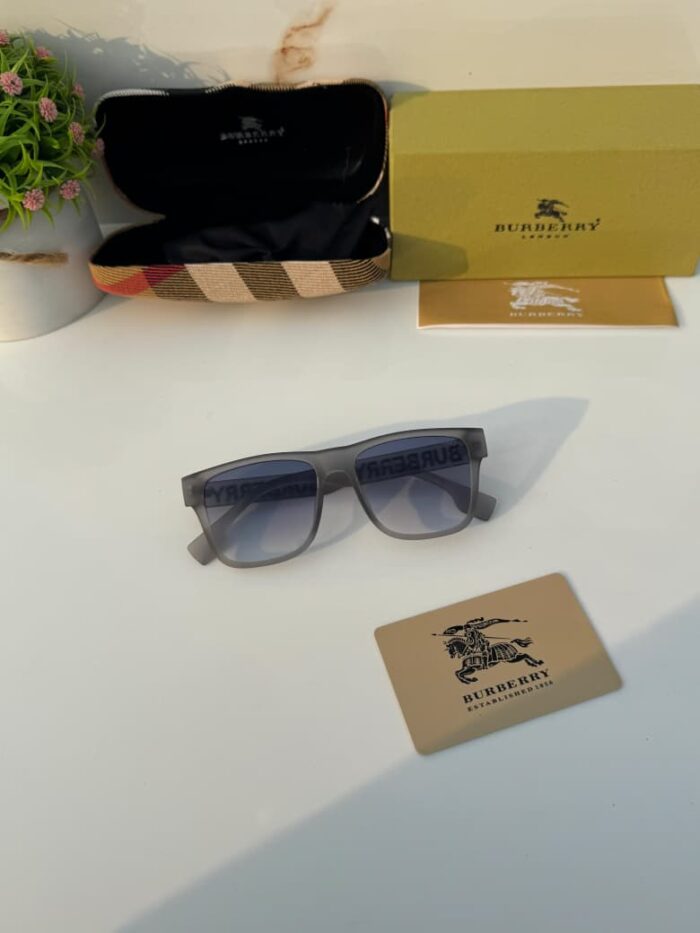 Burberry B Series Check Detail Rectangular Luxury Unisex Sunglasses ...